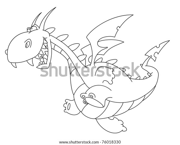 Illustration Running Dragon Outlined Stock Vector (Royalty Free ...