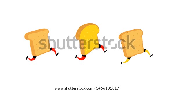 Illustration Running Toasters Running Pieces Bread 스톡 벡터(로열티 프리 ...