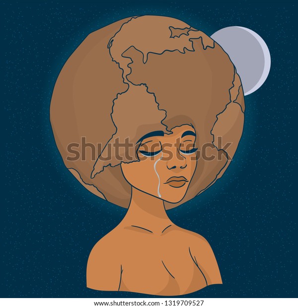 Illustration Sad Earth Stock Vector (Royalty Free) 1319709527