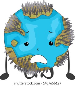 Illustration Sad Earth Mascot Full People Stock Vector (Royalty Free ...