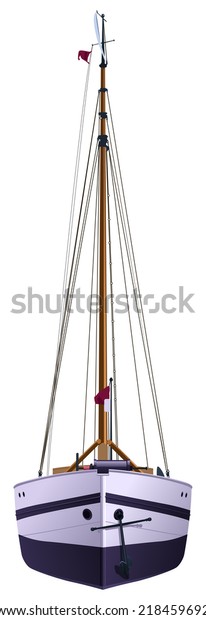 Illustration Sailing Vessel Front View Stock Vector (Royalty Free ...