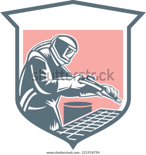 Illustration Sandblaster Worker Holding Sandblasting Hose Stock Vector ...