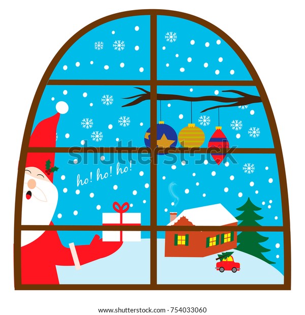 Illustration Santa Claus Window Stock Vector (Royalty Free) 754033060 ...