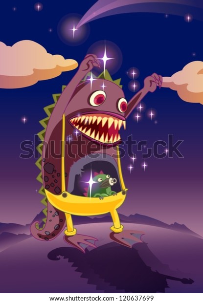 Illustration Scary Monster Beautiful Background Stock Vector (Royalty ...