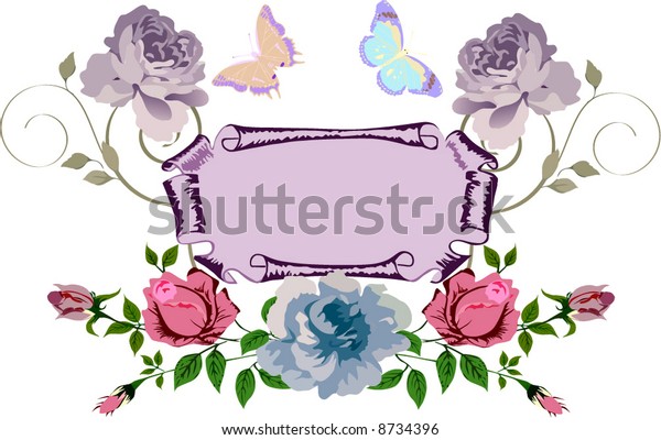 Illustration Scroll Flowers On White Background Stock Vector (Royalty ...