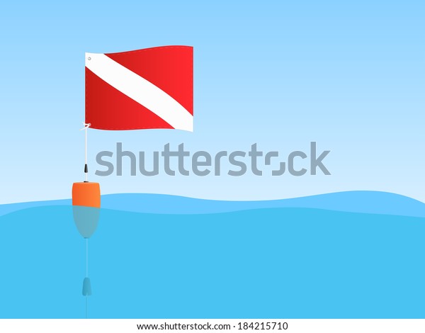 Illustration Scuba Flag Floating Ocean Stock Vector (Royalty Free ...