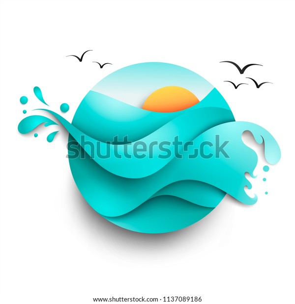 Illustration Sea Sun Circle Shape On Stock Vector (Royalty Free ...