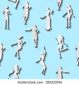 Illustration Seamless Pattern Female Paper Cutouts Stock Vector ...