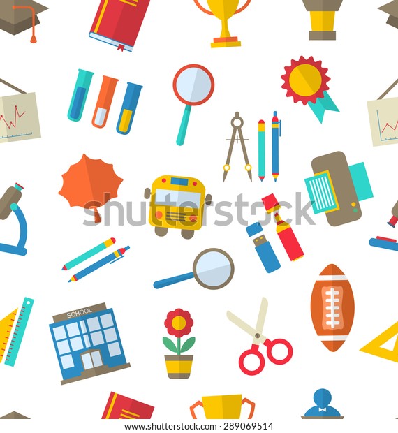 Illustration Seamless Texture School Colorful Simple Stock Vector ...