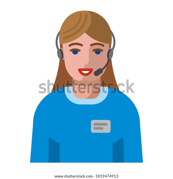 Illustration Service Support Girl Operator Icon Stock Vector (Royalty ...