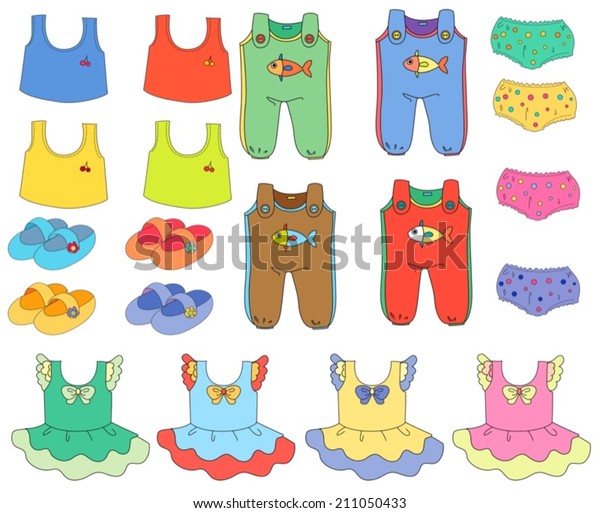 Illustration Set Children Clothes Stock Vector (Royalty Free) 211050433 ...