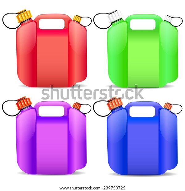 Illustration Set Colored Plastic Gasoline Container Stock Vector ...