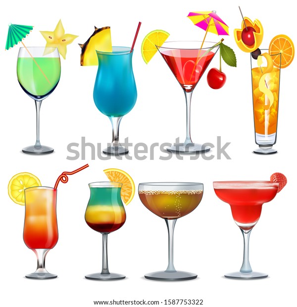 Illustration Set Different Bar Glasses Wine 库存矢量图（免版税）1587753322 ...