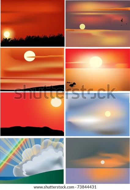 Illustration Set Different Sunsets Stock Vector (Royalty Free) 73844431 ...