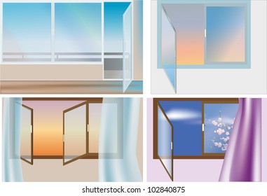 Illustration Set Four Different Windows Stock Vector (Royalty Free ...