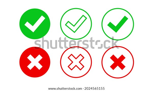 Illustration Set Green Red Check Mark Stock Vector (Royalty Free ...