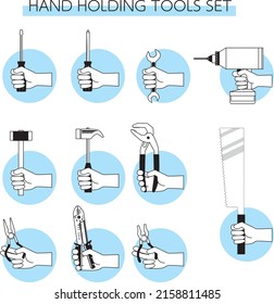 Illustration Set Hands Holding Tools Stock Vector (Royalty Free ...