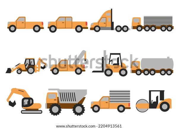 Illustration Set Heavy Construction Industrial Vehicle Stock Vector ...