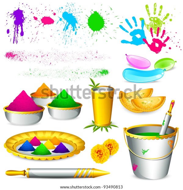 Illustration Set Holi Element Colors On Stock Vector (Royalty Free ...