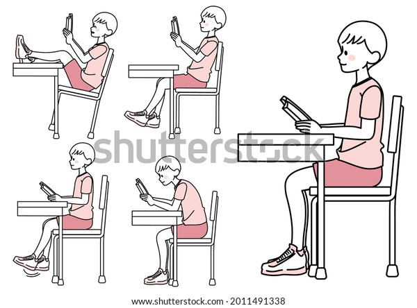 Illustration Set Posture Child Sitting On Stock Vector (Royalty Free ...