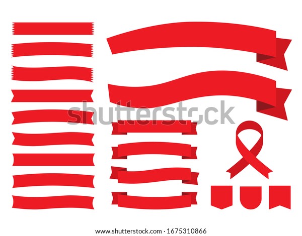 Illustration Set Red Ribbon Heading it Stock Vector (Royalty Free ...