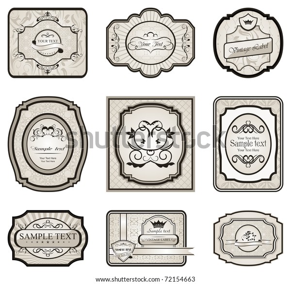 Illustration Set Retro Variation Vintage Labels Stock Vector (Royalty ...