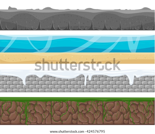 Illustration Set Seamless Grounds Soils Land Stock Vector (Royalty Free ...