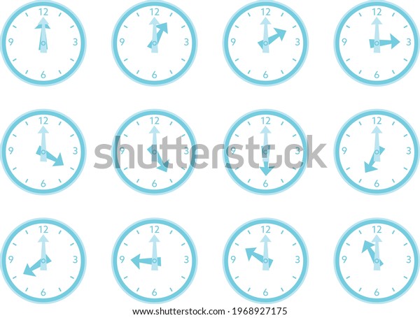Illustration Set Simple Blue Clocks Stock Vector (Royalty Free) 1968927175
