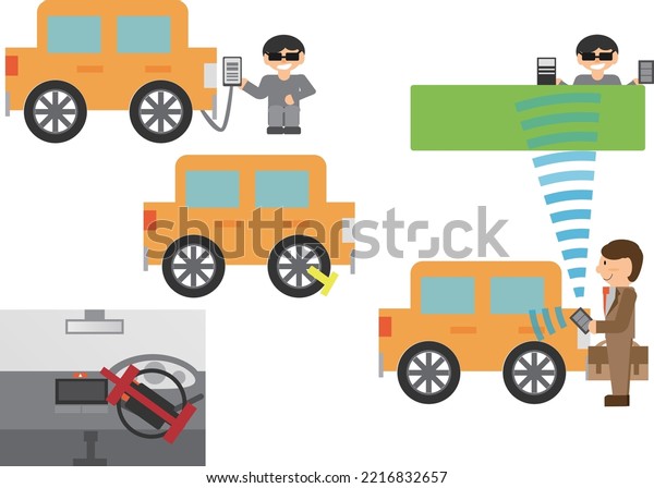 Illustration Set Various Car Theft Methods Stock Vector (Royalty Free ...