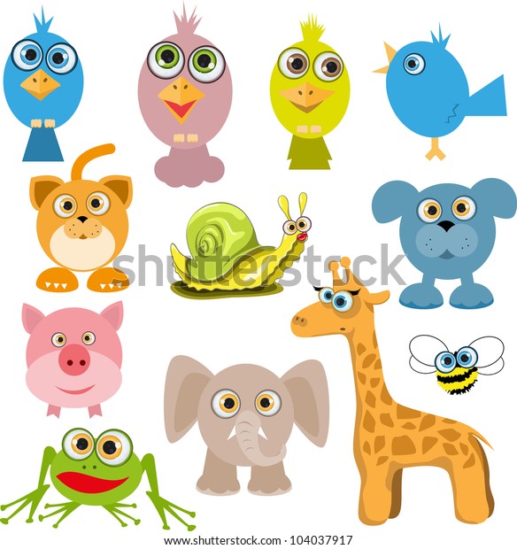 Illustration Set Various Cartoon Animals Stock Vector (Royalty Free ...