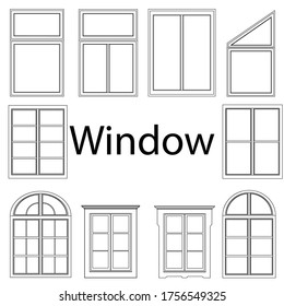 Illustration Set Window Silhouettes Various Cut Stock Vector (Royalty ...