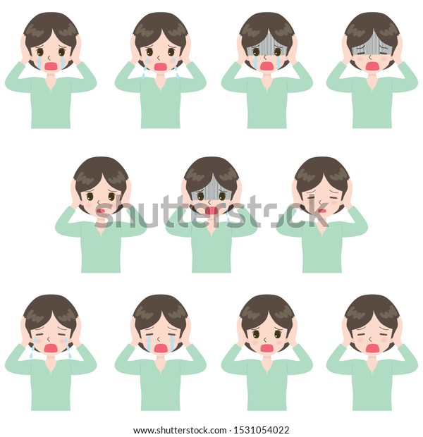 Illustration Set Women Crying Expressions Stock Vector (Royalty Free ...