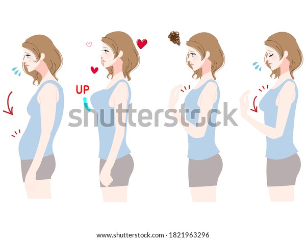 Illustration Set Womens Bust Chest Troubles Stock Vector (Royalty Free ...