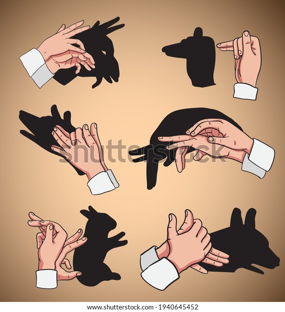 Illustration Shadow Hand Animals Shadow Puppets Stock Vector (Royalty ...