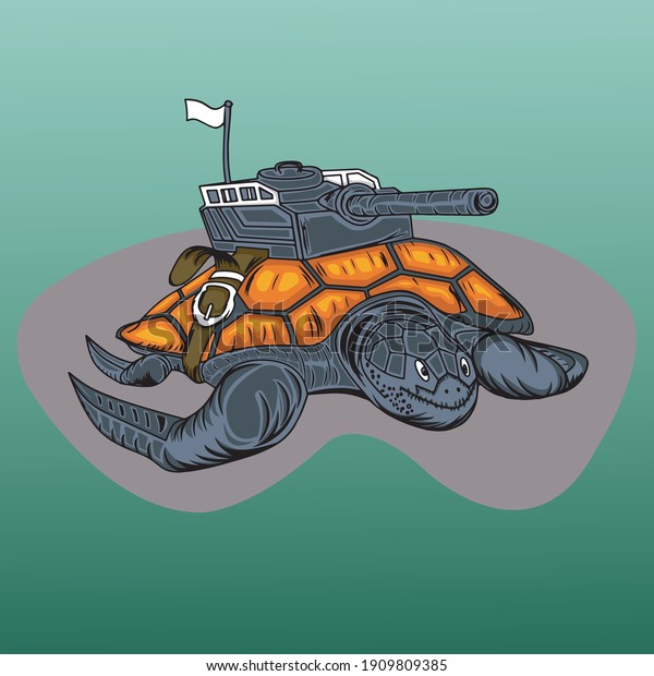 Illustration Shooter Turtle Mascot Perfect Design Stock Vector (Royalty ...