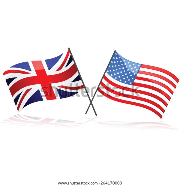 Vektor Stok Illustration Showing Union Jack Flag Together (Tanpa ...