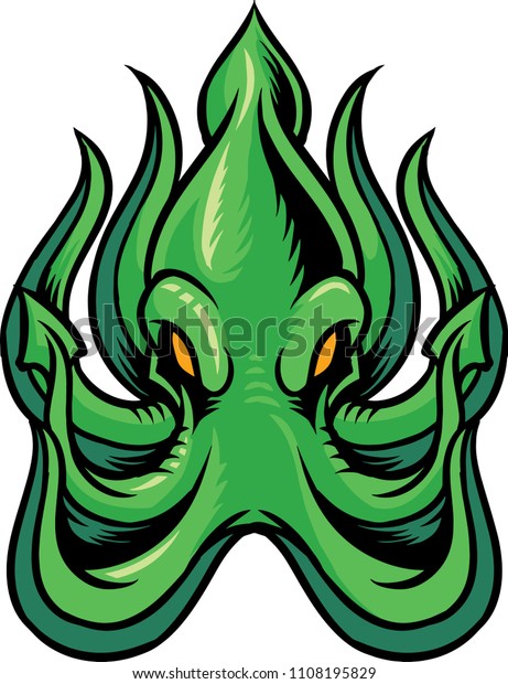 Illustration Shows Green Squid That Has Stock Vector (Royalty Free ...