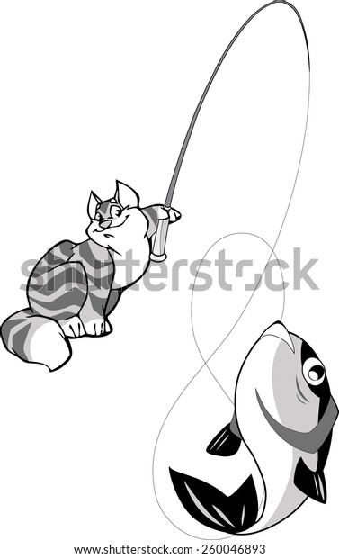 Illustration Shows Large Fish Caught Fishing Stock Vector (Royalty Free ...
