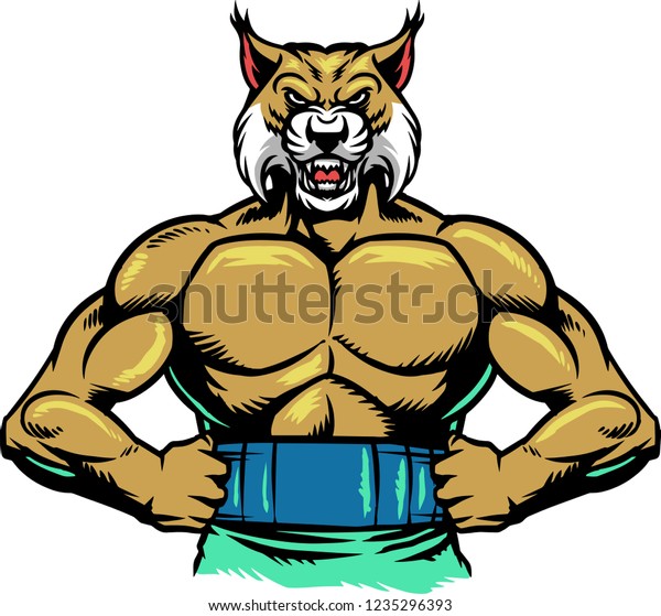 Illustration Shows Strong Bobcat His Body Stock Vector (Royalty Free ...
