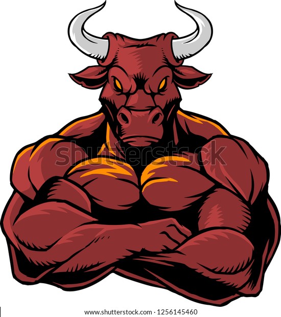 Illustration Shows Strong Bull Whose Body Stock Vector (Royalty Free ...