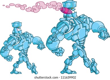 Illustration Shows Walking Humanoid Robot Smoking Stock Vector (Royalty ...