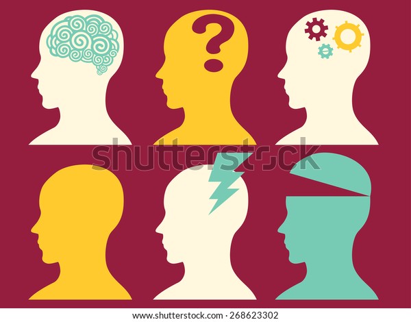 Illustration Silhouettes Depicting Different Mental States Stock Vector ...