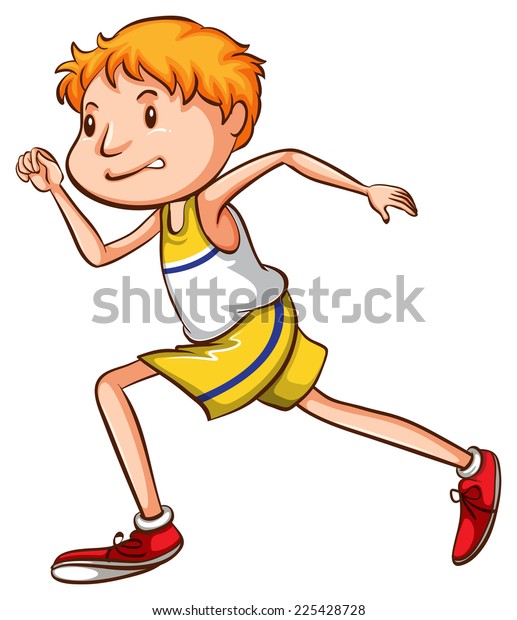 Illustration Simple Drawing Boy Running On Stock Vector (Royalty Free ...