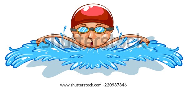 Vektor Stok Illustration Simple Drawing Man Swimming On (Tanpa Royalti ...