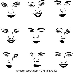 Illustration Simple Facial Features Human Face: เวกเตอร์สต็อก (ปลอดค่า ...
