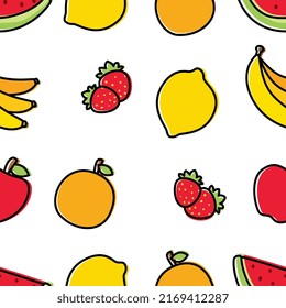 Illustration Simple Fruits Seamless Patterns Vector Stock Vector ...