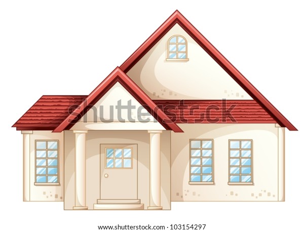 Illustration Simple House Front View: เวกเตอร์สต็อก (ปลอดค่าลิขสิทธิ์ ...