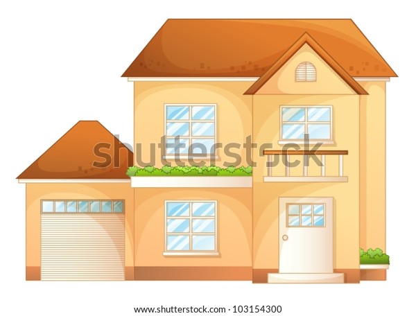 Illustration Simple House Front View Stock Vector (Royalty Free) 103154300