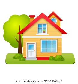 Illustration Simple House On White Background Stock Vector (Royalty ...