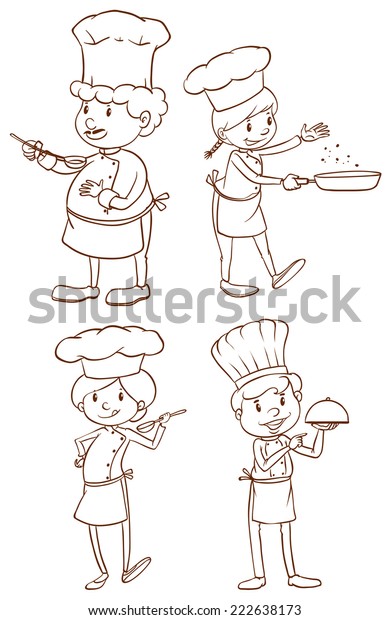Illustration Simple Plain Sketches Chefs On Stock Vector (Royalty Free ...